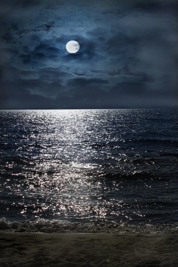 Moonlit Sandy Beach and Sky in South China Sea. Stock Photo - Image of ...