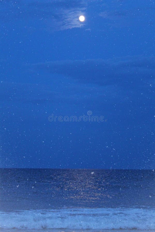Moonlit beach by the ocean stock image. Image of ocean - 134116415