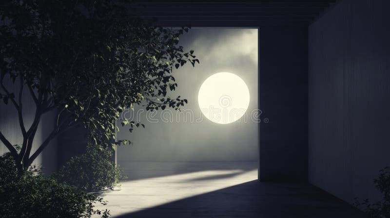 Moonlit Pathway stock illustration. Illustration of scene - 378702431