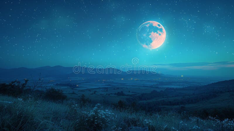 Moonlit Reflections Over Lake Stock Photo - Image of painting, dusk ...