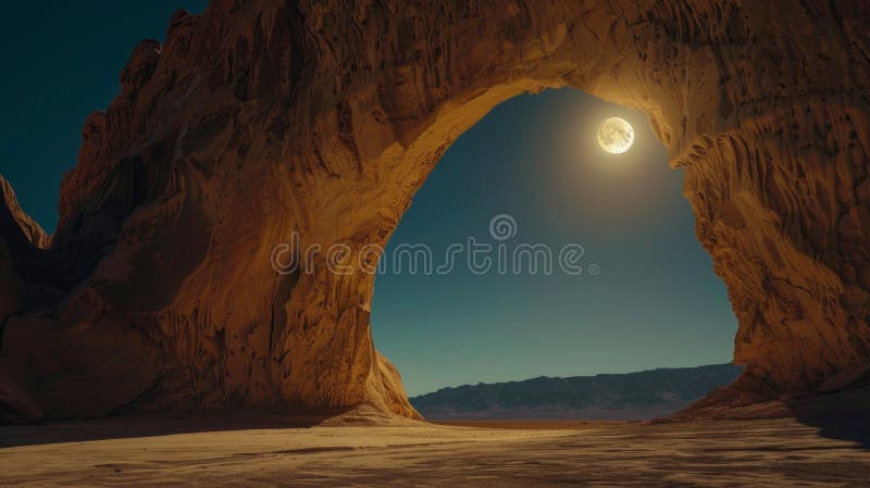 Moonlit Rock Formation at Night, Outdoors Stock Photo - Image of body ...