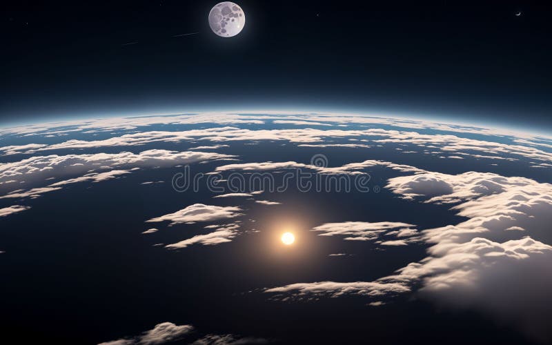 Moonlit Skies a Journey Above Infinite Clouds Stock Illustration ...