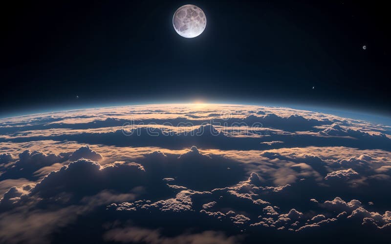 Moonlit Skies a Journey Above Infinite Clouds Stock Illustration ...