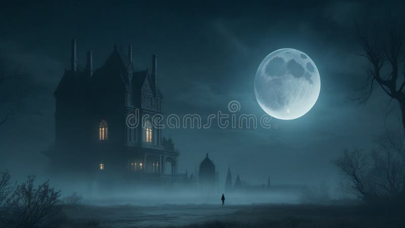 Moonlit Sky and Haunting Shadows Weave a Mysterious Tale Stock ... Moonlit Sky and Haunting Shadows Weave a Mysterious Tale Stock ...