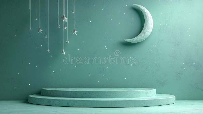 Moonlit Stage with Teal Backdrop Stock Illustration - Illustration of ...