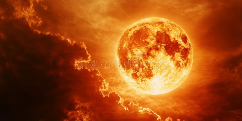 Moonlit Sunset with Glowing Clouds Stock Photo - Image of moon, dusk ...