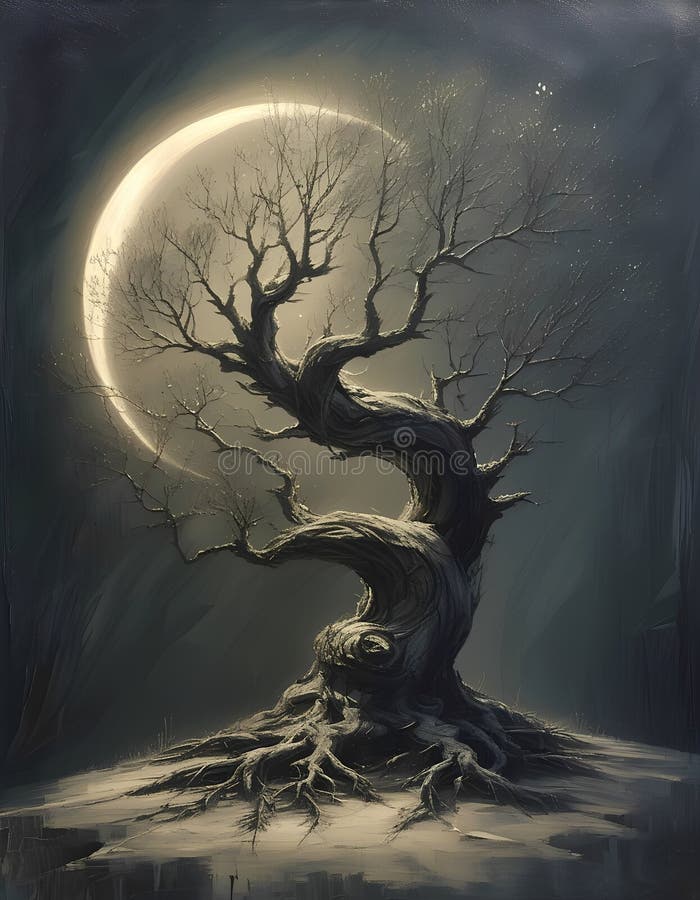 Moonlit Tree stock illustration. Illustration of bare - 352059501