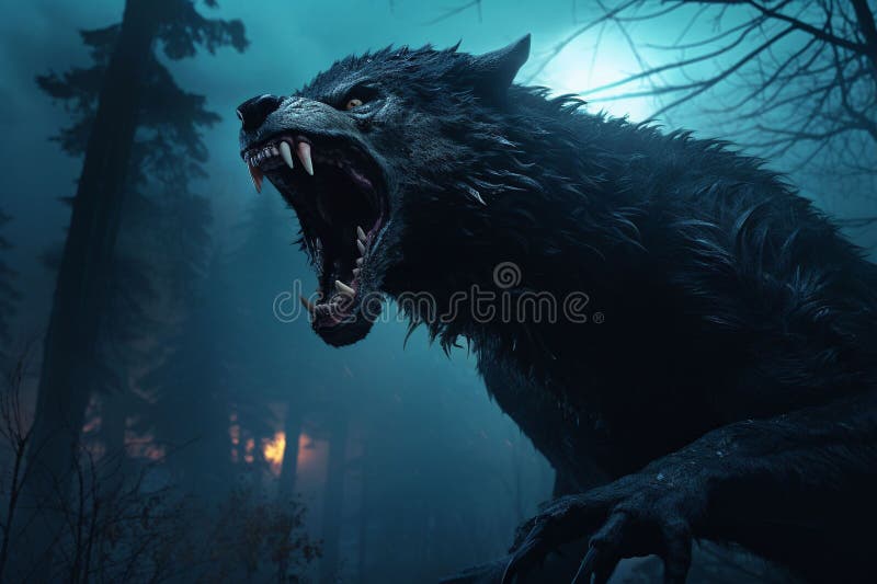 Moonlit Werewolf Howl a Werewolf Howling at the Stock Illustration ...