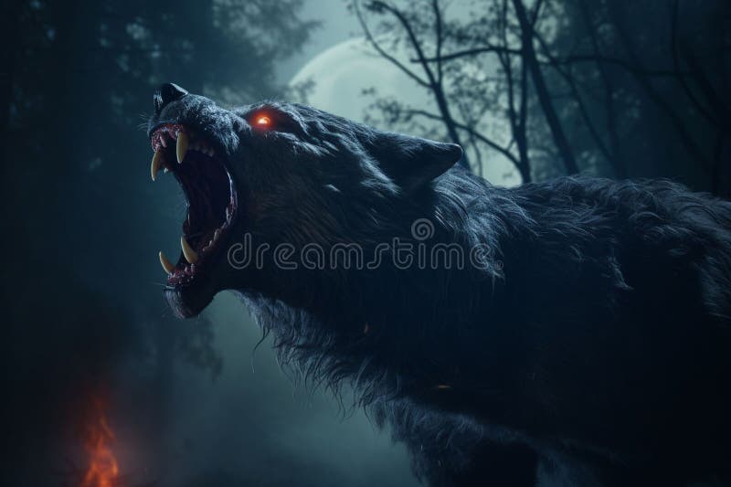 Moonlit Werewolf Howl a Werewolf Howling at the Stock Illustration ...