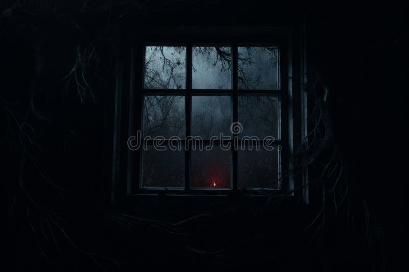Moonlit Window with Billowing Curtains in a Dark Room Stock ...