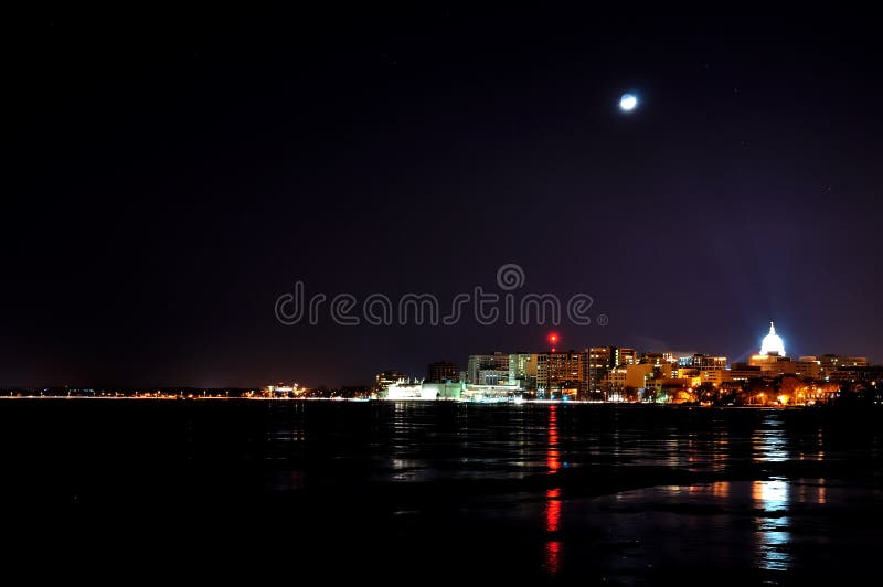 Moonover Madison stock image. Image of madison, reflection - 25720821