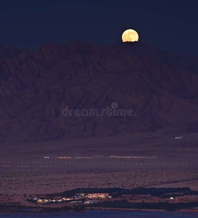 Moon Rise in Desert, Israel Stock Photo - Image of interesting, cliff ...
