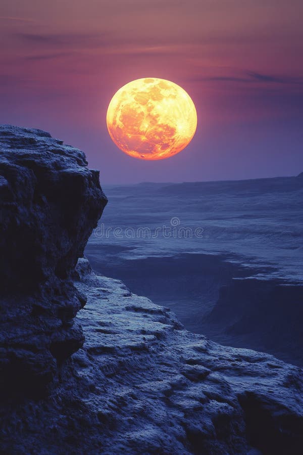 Moonrise in the Desert stock photo. Image of generated - 363381032