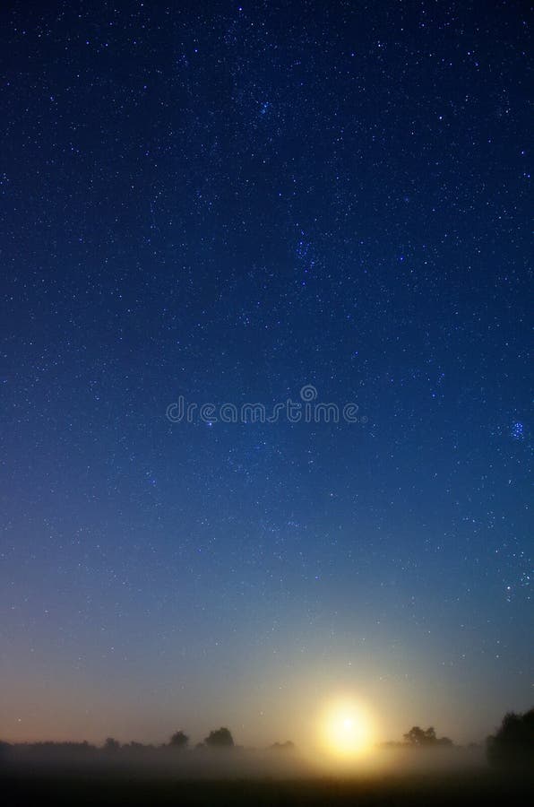 Moonrise stock photo. Image of moon, night, sunrise, meadow - 77288706