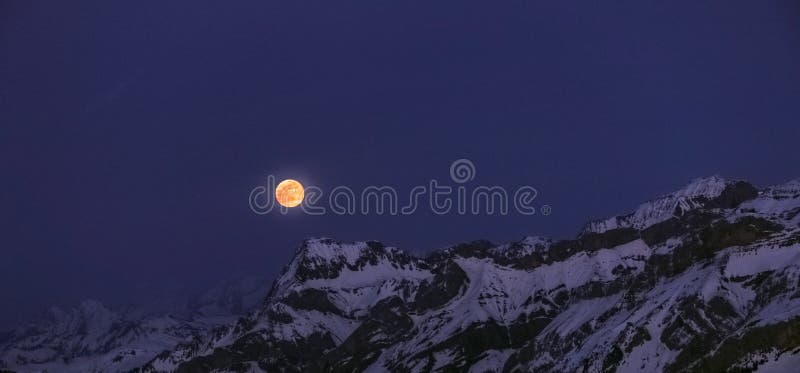 Moonrise stock image. Image of moon, alpine, countryside - 158542211