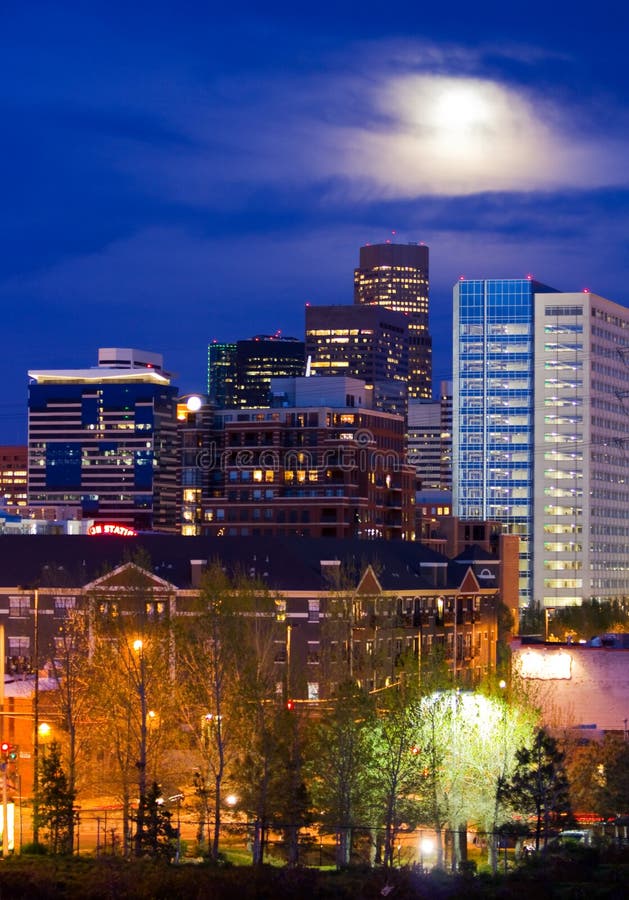 Moonrise Over Denver Skyline Stock Photo - Image of skyline, denver ...