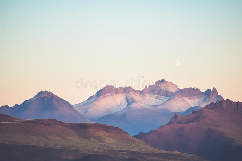 Moonrise Over a Mountain Range at Twilight Stock Photo - Image of ...