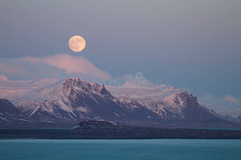 Moonrise over mountains stock photo. Image of light, space - 18777828