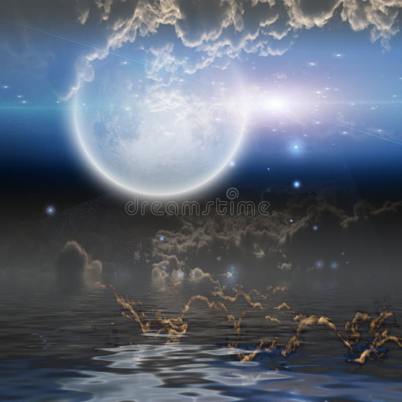 Moonrise over the Earth stock illustration. Illustration of moon ...