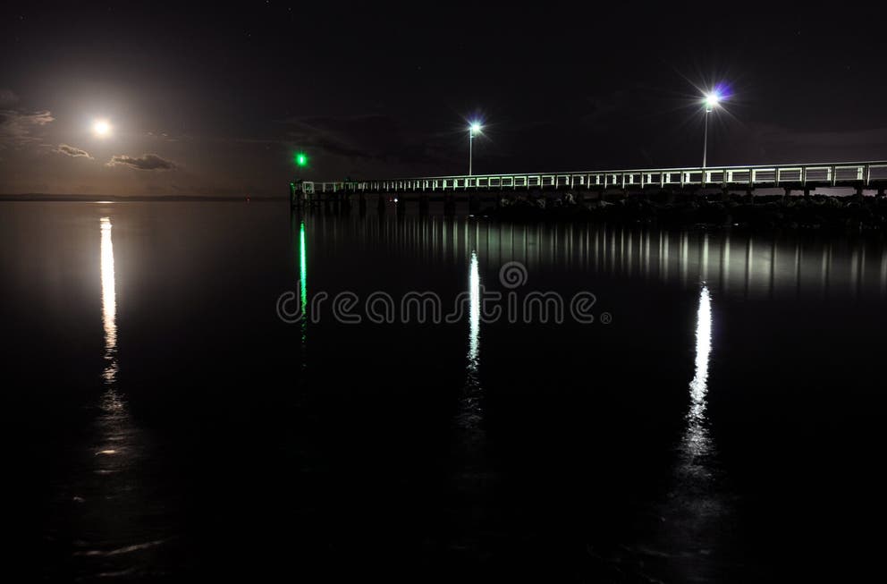 Moonrise Over Wellington Point Stock Image - Image of east, night: 9874821