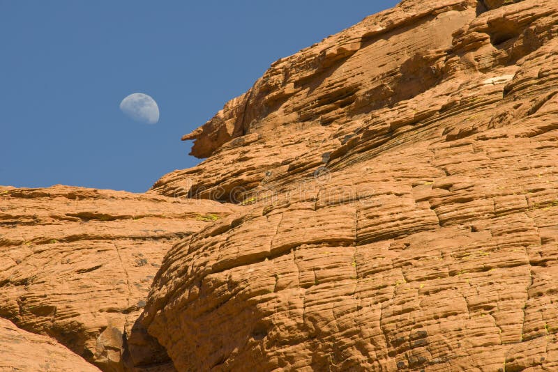 Moonrise Over Red Rock Canyon Stock Image - Image of stone, mountains ...