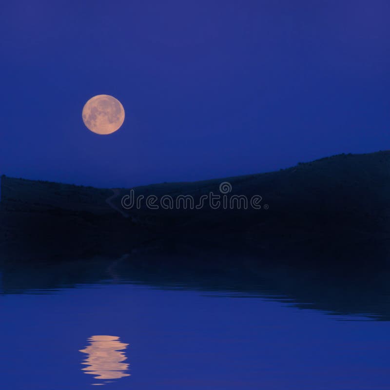 Moonrise Reflection stock photo. Image of pink, light - 3849840