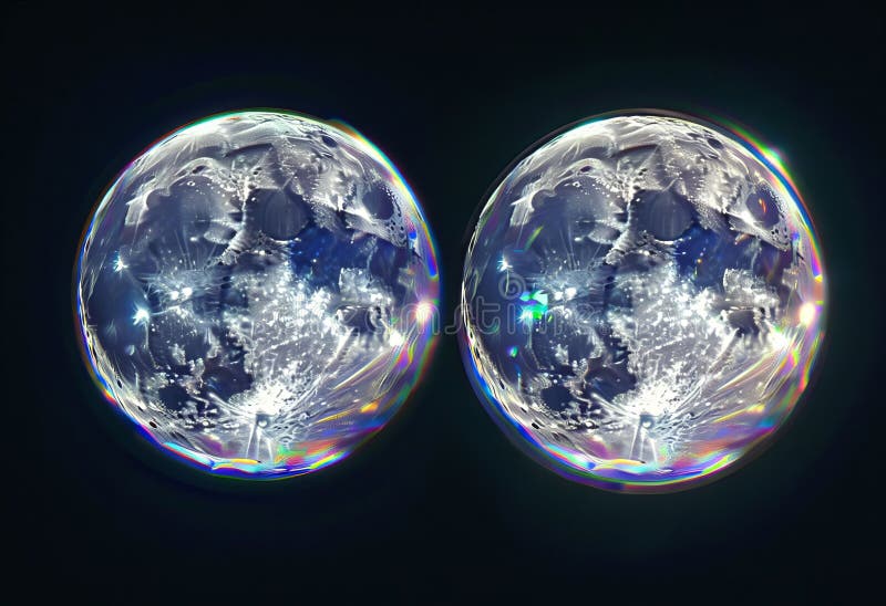 Moons with Holographic Surfaces Displaying Shifting Patterns-top Stock ...
