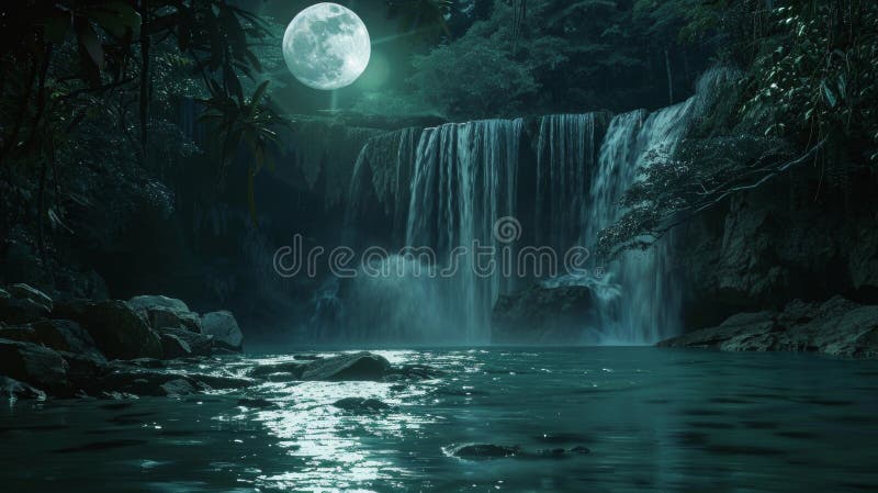 The Moons Reflection Dancing on the Crystal Pool Created by the ...