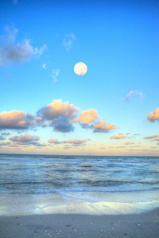 Moonset and Sunset at Crescent Bay Beach in Laguna Beach Stock Photo ...