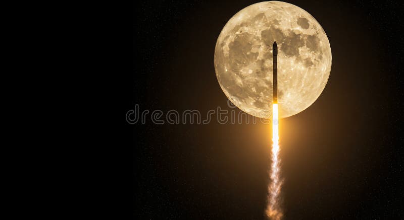 Moonshot: Rocket Launches Against Lunar Backdrop - Space Exploration ...