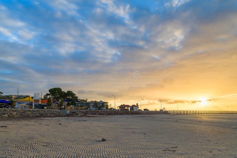 Moonta Bay Beachfront at Sunset Stock Photo - Image of yorke ...