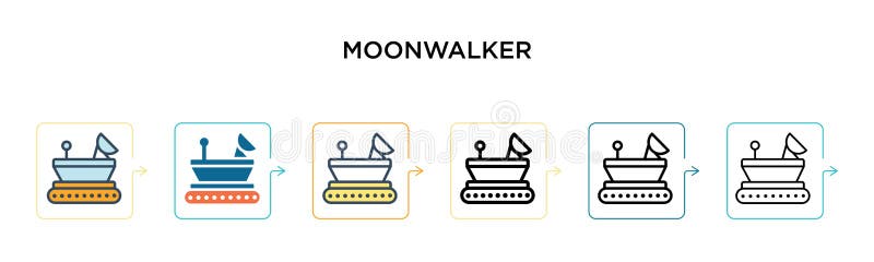 Moonwalker Vector Icon in 6 Different Modern Styles. Black, Two Colored ...