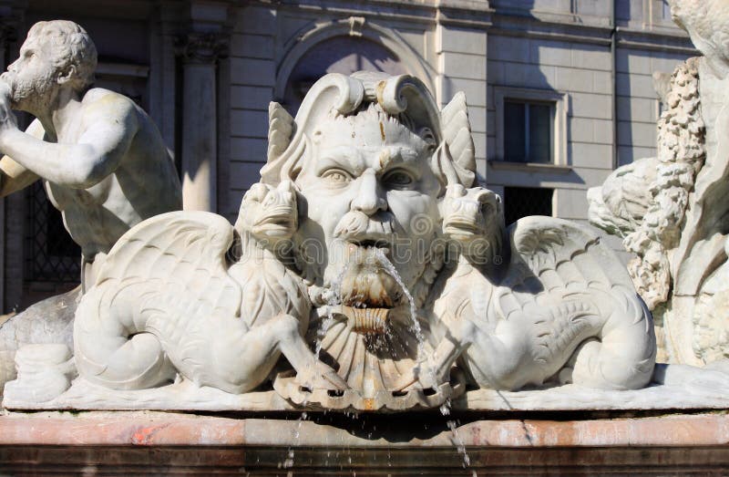 Moor Fountain in Navona Square Stock Photo - Image of historical, italy ...
