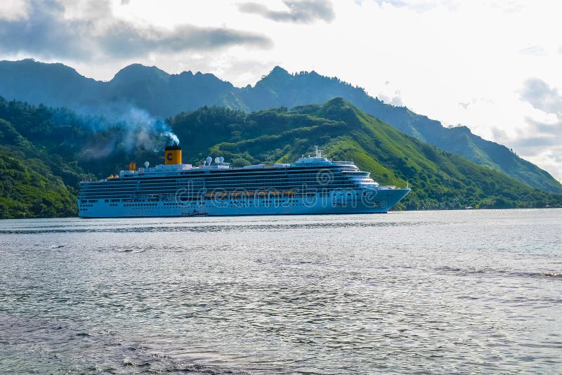 Moorea, French Polynesia: a Ship on the Ocean of the Tropical Island ...