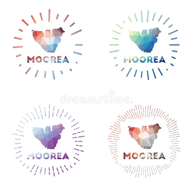 Moorea Low Poly Sunburst Set. Stock Vector - Illustration of business ...