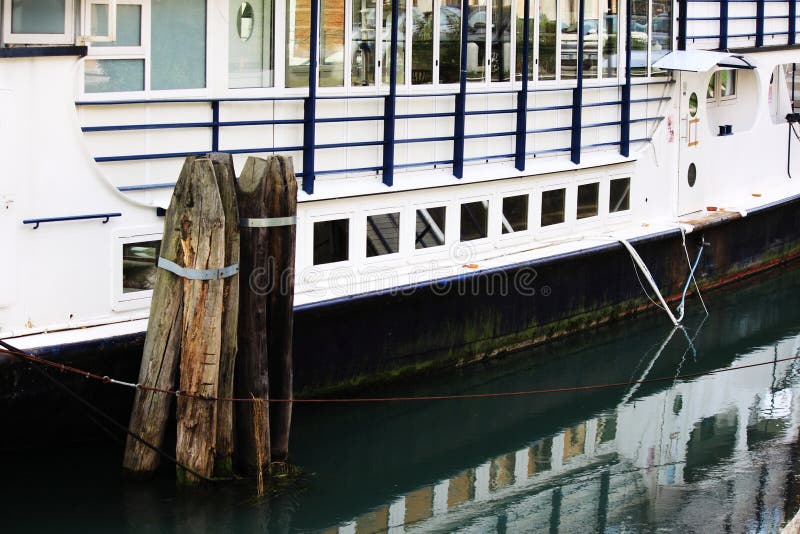 The moored boat stock photo. Image of visit, docks, reflections - 45496088
