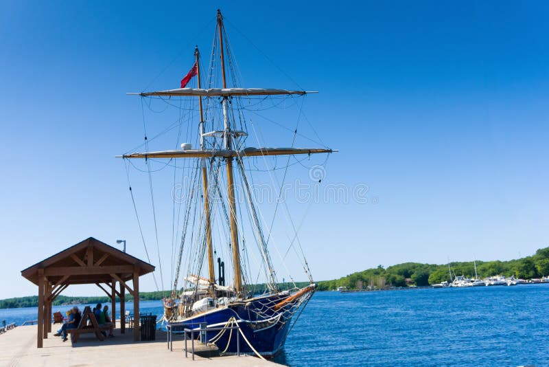 Moored Brig with Folded Sails Stock Photo - Image of sailing, cornwall ...