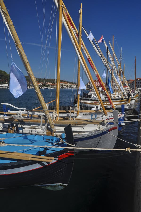Moored Old Type Sailing Boats Stock Photo - Image of marina, beauty ...