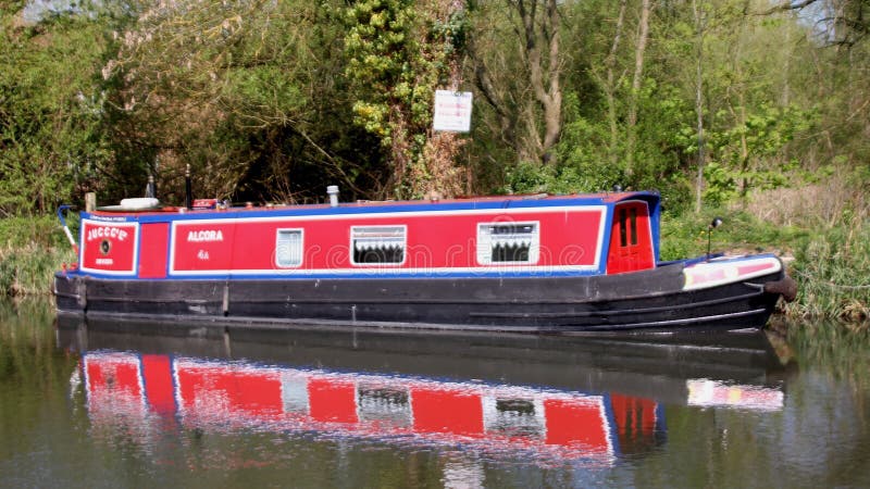 A Moored River Barge and Its Reflection in the Canal Editorial Stock ...