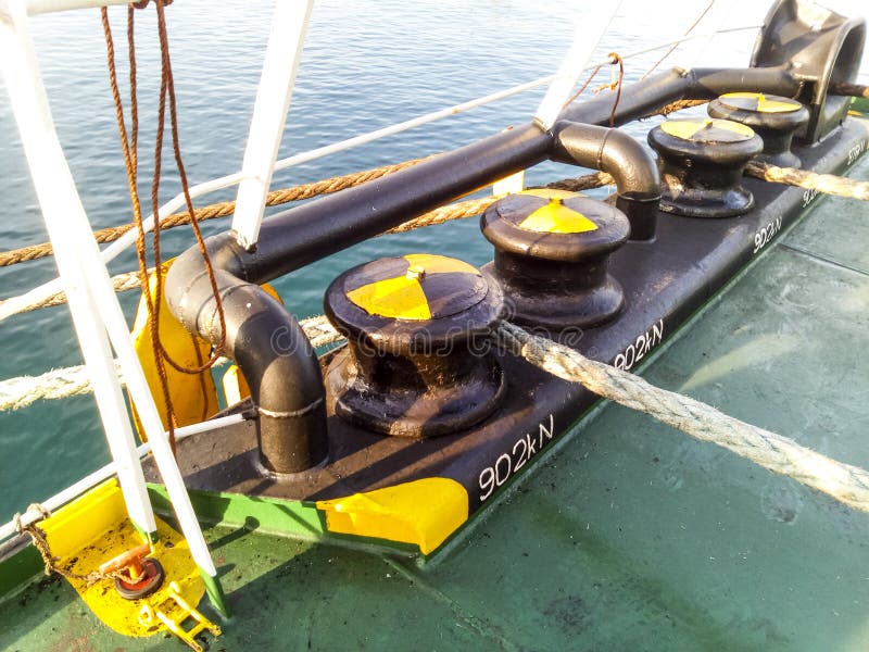 Mooring Bollard on the Decks of an Industrial Seaport. Stock Photo ...