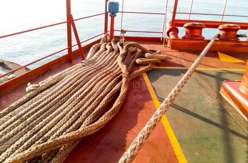 Mooring on the Decks of an Industrial Seaport Stock Photo - Image of ...