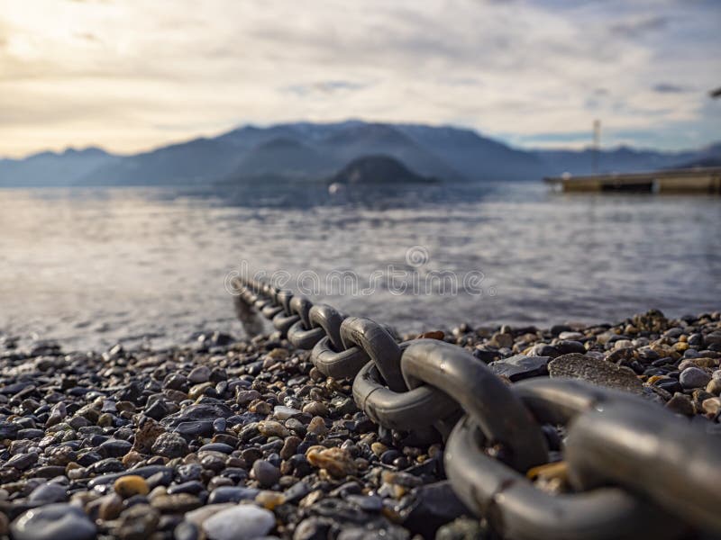 Mooring Chain on a Beach of Lake Como Stock Image - Image of mooring ...