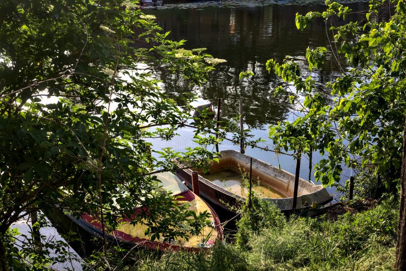Mooring in an Inlet of a Lake in the Countryside Stock Image - Image of ...