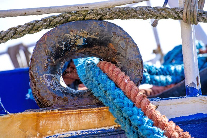 Mooring line of a trawler stock image. Image of line - 56092753