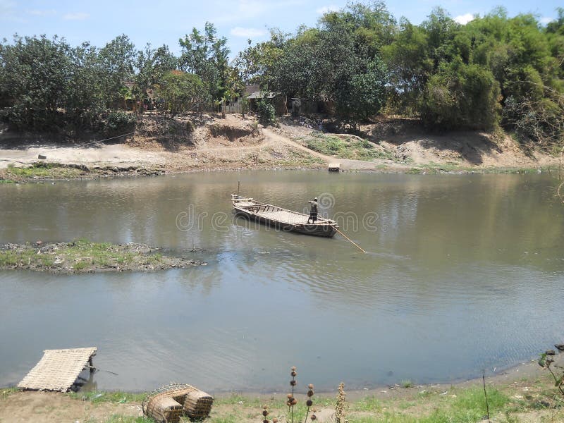 Mooring Oat on the Dry Bengawan Solo River Stock Image - Image of ...