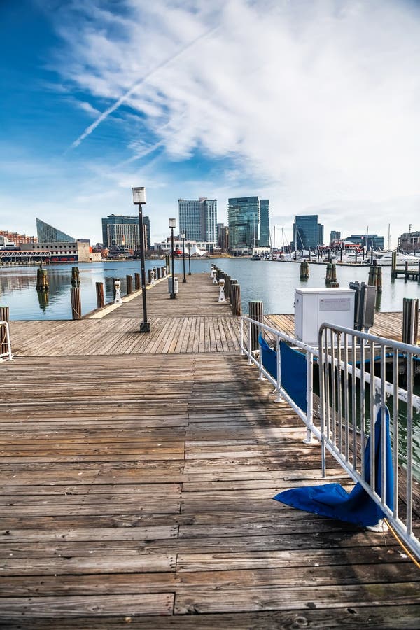 Mooring Piers Near the Waterfront in Baltimore S Inner Harbor Editorial ...
