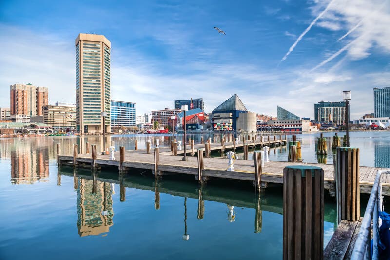 Mooring Piers Near the Waterfront in Baltimore S Inner Harbor Editorial ...