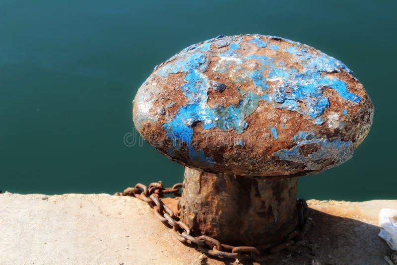 Mooring post at the dock stock photo. Image of fastening - 146586270