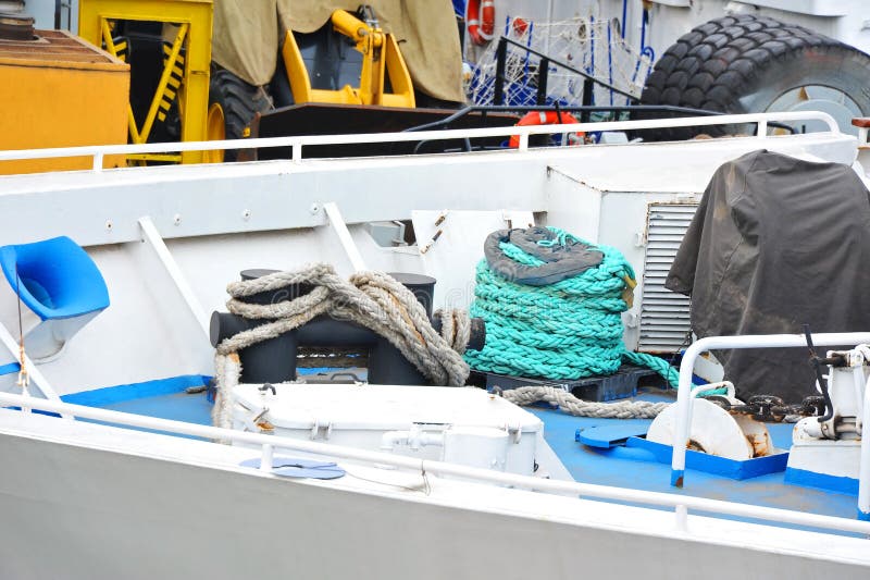 Mooring rope on deck stock photo. Image of moored, iron - 104718810