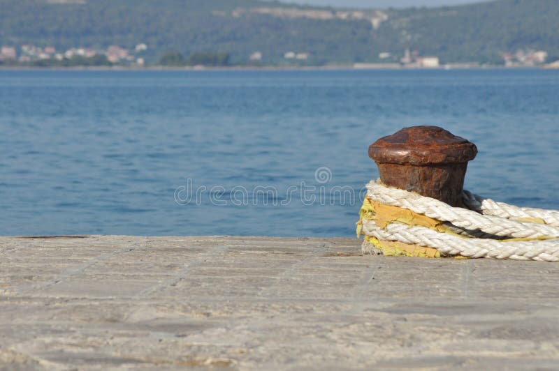 Mooring Rope Polished. Thick Rope with Loop Stock Photo - Image of loop ...